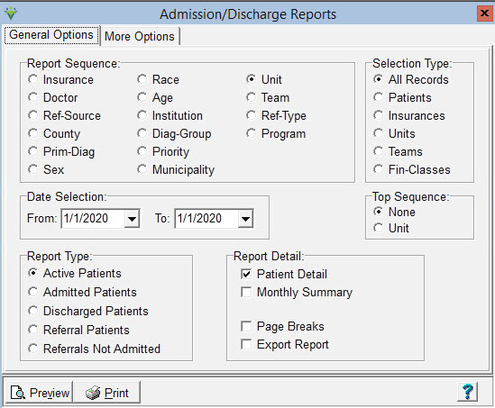Admission Reports